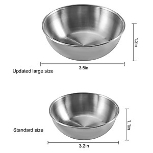 Amytalk 8 Pack 3.5inch Stainless Steel Sauce Dishes Mini Individual Saucers Bowl Round Seasoning Dishes Sushi Dipping Bowl Appetizer Plates, Sliver