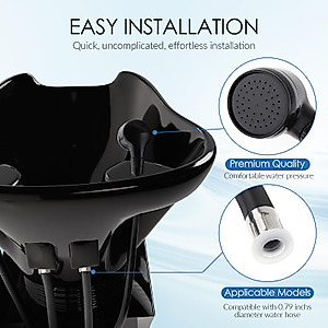 Bathtub Faucet Sprayer Attachment - Portable Shampoo Bowl Sink Shower Head and Black Rubber Hose Replacement Part for Salon, Barber Shop, Spa, Rehab