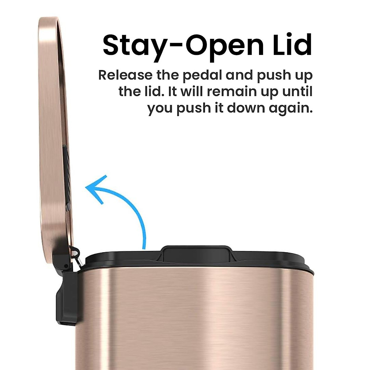 ITouchless SoftStep 13.2 Gallon Step Kitchen Trash Can with Lid and Odor Filter, Rose Gold Stainless Steel 50 Liter Trashcan for Home Office Bedroom Garage Living Room Bathroom Slim Wastebasket