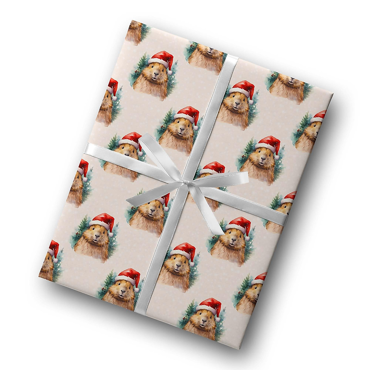 Watercolor Hamster Gerbil Guinea Pig Xmas Gift Wrap Premium Thick Wrapping Paper Capybara Animal Theme Merry Christmas Rodent Party Decor (6 foot x 30 inch roll)