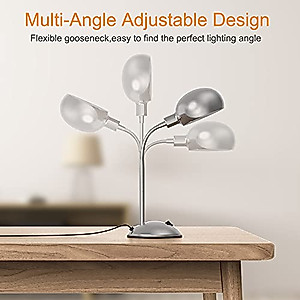 LEPOWER Metal Desk Lamp, Flexible Goose Neck Table Lamp, Eye-Caring Study Desk Lamp with E12 Lamp Base, Adjustable Desk Lamp for Living Room, Bedroom, Study Room and Office (Silver)