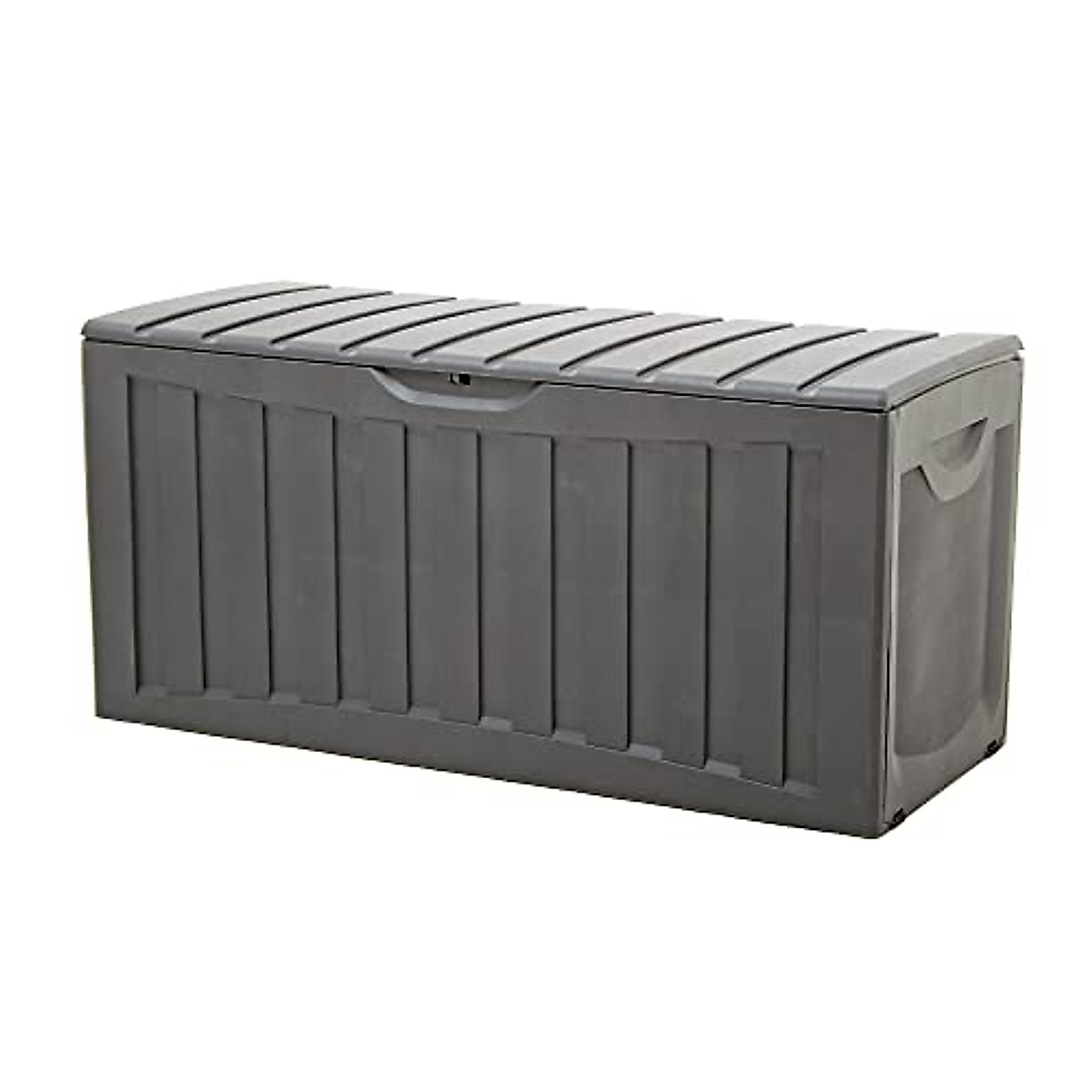 Ram Quality Products Plastic 90 Gallon Outdoor Lockable Backyard Storage Bin Deck Box for Cushions, Toys, Pool Accessories, and Towels, Gray