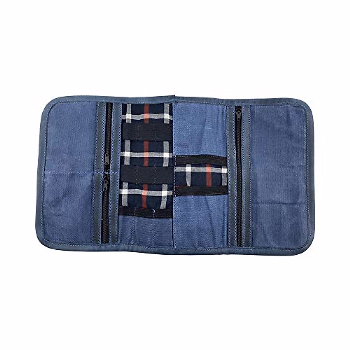 Hide & Drink, Multi Purpose Travel Organizer Roll for Cables Handmade from Full Grain Leather & Waxed Canvas (Blue Mar)