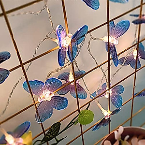 AMZSTAR Butterfly String Lights, 10ft 20 LEDs Battery Operated Night Light Copper Wire Fairy Light Decor indoor for Bedroom Party Garden Wedding Decoration (Purple)