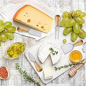 Fasmov 8 Pieces Cheese Knives Set with Acacia Wood Handle, Stainless Steel Mini Cheese Knife Set for Charcuterie and Cheese spread, 2 Cheese Knife, 2 Cheese Shaver, 2 Cheese Spreader, 2 Cheese Fork