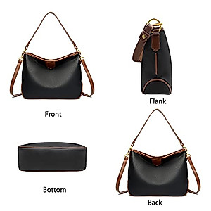 TarsaMult Hobo Bags for Women Soft Faux Leather Shoulder Crossbody Ladies Purses and Handbags Fashion Large Bucket Tote Bag(6157 Black)