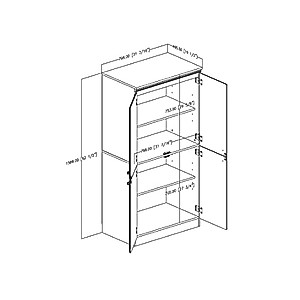 South Shore Tall 4-Door Storage Cabinet with Adjustable Shelves, Royal Cherry