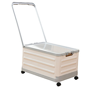 YWJLQH Storage Bin with Wheels - Foldable Storage Bin with Lid for Closet Organizer and Storage Folding Large Capacity Rolling Crate, Gray White