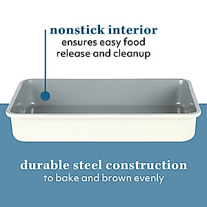 Sur La Table Kitchen Essentials Bake Sale 9 X 13 Inch PFA Free Ceramic Nonstick Roaster/Cake/Baking Pan - Linen White