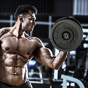 Multiple Olympic Weight Plates, Barbell Weights Bumper Plates 2 Inch Grip Single Pair & Set Rubber Cast Iron Weight Plates for Weightlifting Home Gym (Cast Iron D 2pc 5LB)