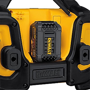 DEWALT 20V MAX Bluetooth Radio, 100 ft Range, Battery and AC Power Cord Included, Portable for Jobsites (DCR025)