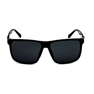 Locs Gangster Oversized Rectangular Horn Rim Sunglasses All Black, mens