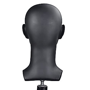 MIAOMANZI PVC Mannequin Head Black Male Manikin Dummy Stand Model Display Hat Scarf Wigs Hair Glasses Hat Beauty Styling Tool (Matte black)
