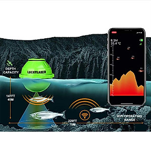 Lucky Smart Fish Finder – Portable Fish Finder, Wi-Fi Fishing Finder for Recreational Fishing from Dock, Shore or Bank,Wireless Fish Finder for Kayak Fising,Shore Fishing,Boat Fishing,Green