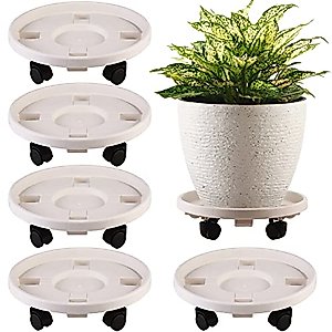 5 Packs Large Plant Caddy with Wheels13" Rolling Plant Stands Heavy-duty Plastic Plant Roller Base Pot Movers Plant Saucer on Wheels Indoor Outdoor Plant Dolly with Casters Planter Tray Coaster White