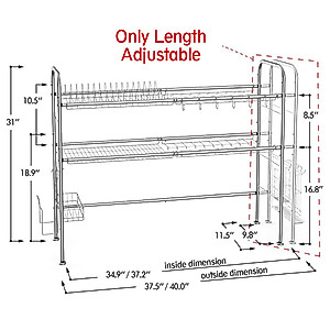 NEX Dish Rack Over The Sink, 2 Tier Large Dish Drainer Length Adjustable, Sliver