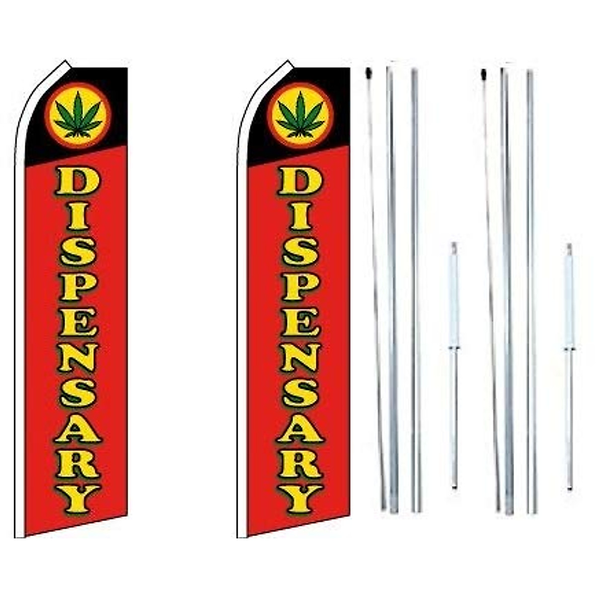 Dispensary King Swooper Flag Sign with Complete Hybrid Pole Set - Pack of 2-(FI)