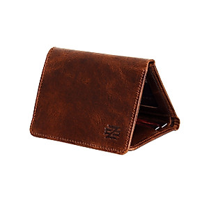 N&S LEATHER Wallet for Men, Slim Mens Wallets for Credit Card and Money Holder - Men's Wallets Card Cases and Money Organizers - Men's Minimalist Compact Card Wallet (Crazy Brown)