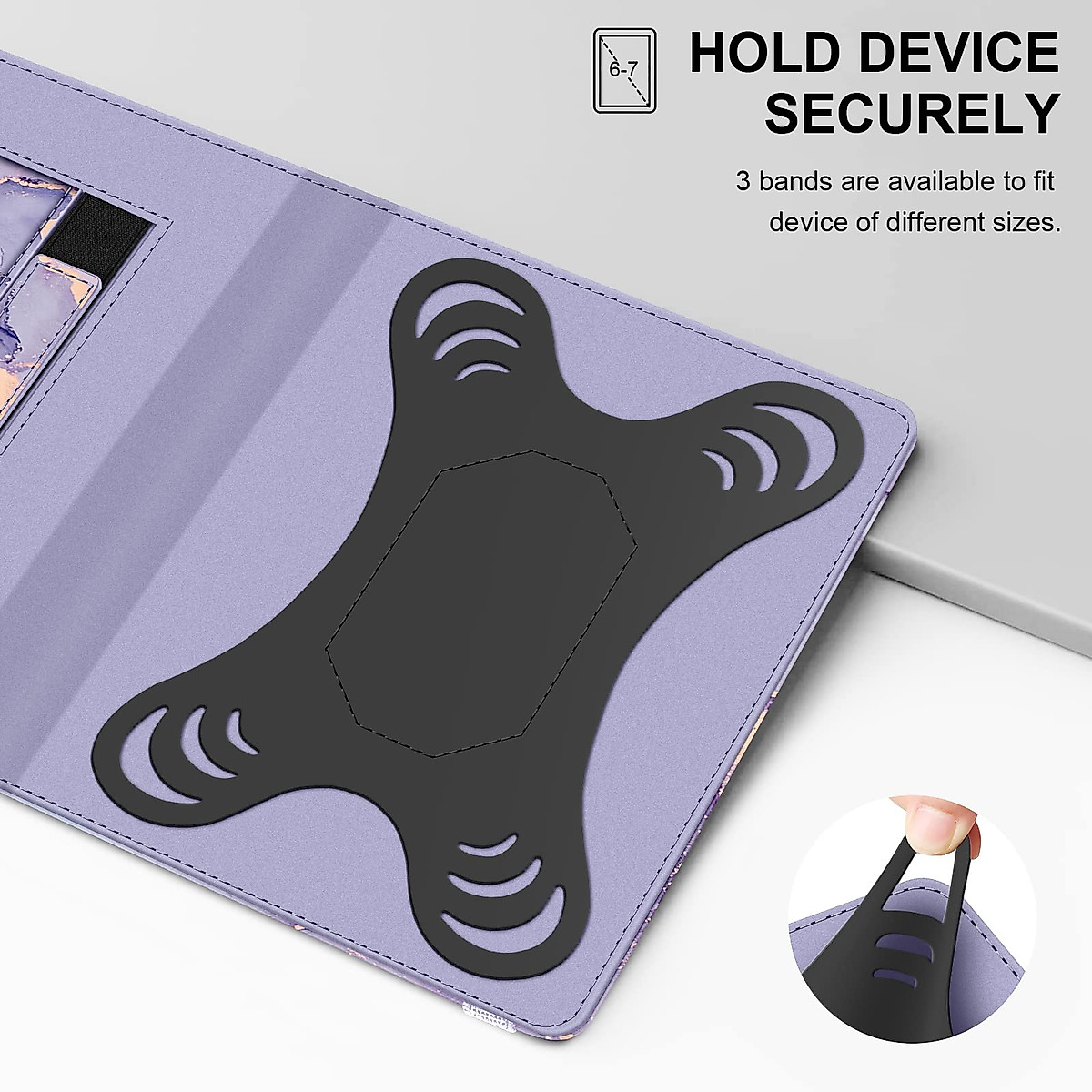 Fintie Universal Case for 6-7 Inch Tablet eReader - Premium PU Leather Sleeve Stand Cover with Card Slot & Hand Strap for 6"- 7" Kindle/Kobo/Nook/Tolino/Pocket Book E-Book Tablet, Lilac Marble