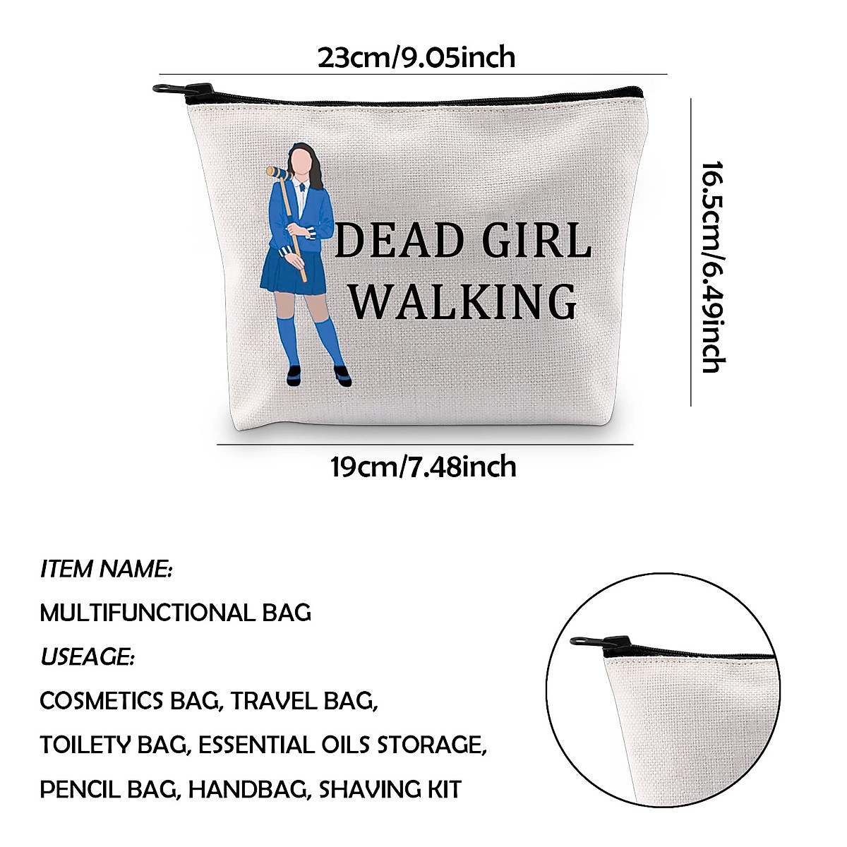 WCGXKO Musical Queens Gift Dead Girl Walking Makeup Bag With Zipper Muscial Lover Toiletry Bag (GIRL WALKING)