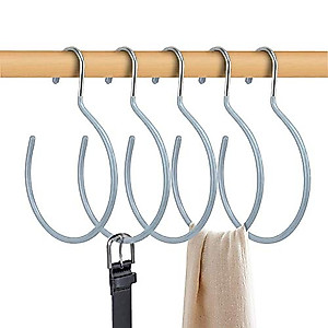 HangerSpace Scarf Ring Hanger Belt Rack, 5 Pcs Non-Slip Tie Hanging Hooks Closet Accessories Organizer Storage Holders for Ties Scarves Belts and Jewelry(5, Grey)