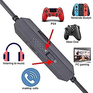 Alitutumao A&B Modes Replacement Astro A10 Cord Inline Mute Astro A40 Cord Aux Cable with Volume Control and Mic Compatible with Astro A10 A40 A30 A50 Headsets to Xbox One PS4 PC Gaming Mobile MixAmp