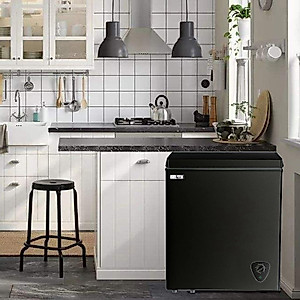 Chest Freezer WANAI 3.5 Cubic Small Deep Freezer, Compact Deep Freezer with Top Open Door and Removable Storage Basket, 7 Gears Temperature Control, for Office Dorm or Apartment (Black)