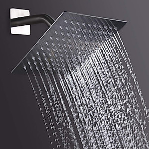 Rain Shower head, NearMoon High Flow Stainless Steel Square Rainfall ShowerHead, High Pressure Design, Awesome Shower Experience Even At Low Water Flow (8 Inch, Chrome Finish)