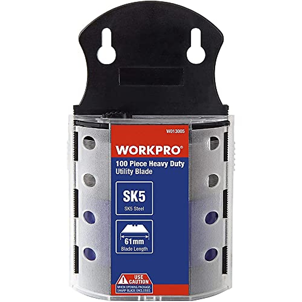 WORKPRO Utility Knife Blades, SK5 Steel, 100-Pack with Dispenser