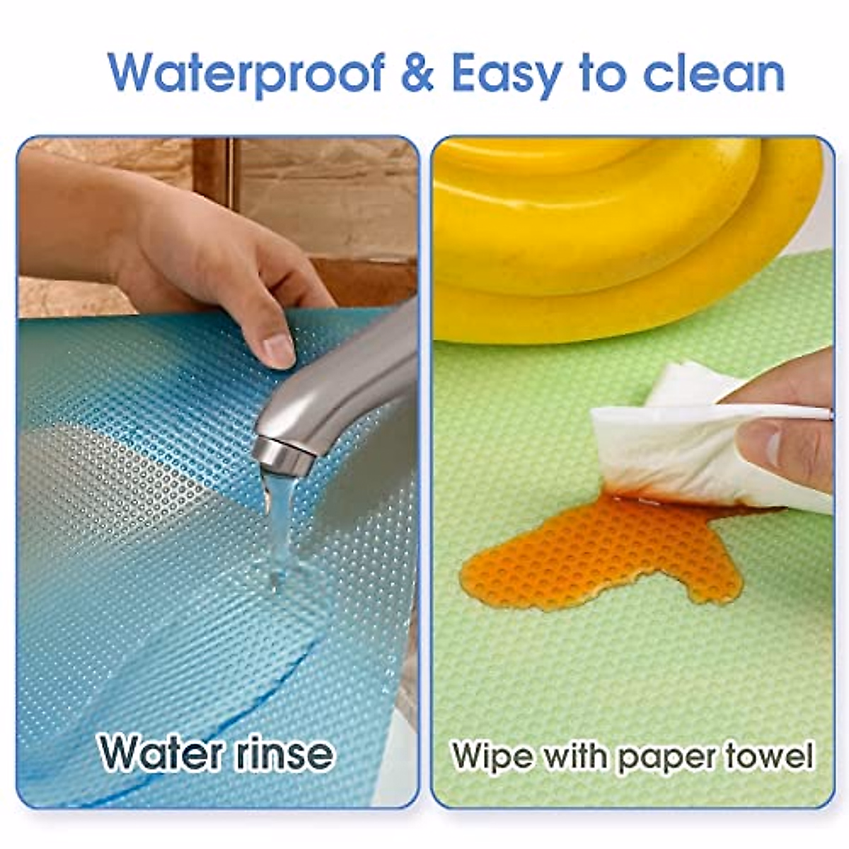 Elyum 12 Pcs Refrigerator Liners, Washable EVA Refrigerator Mats Fridge Shelf Liners Cuttable Fridge Mats Pads for Drawer Table Shelves Cabinet (4 Blue 4 Green 4 Pink, 17.7 x 11.4 Inch)