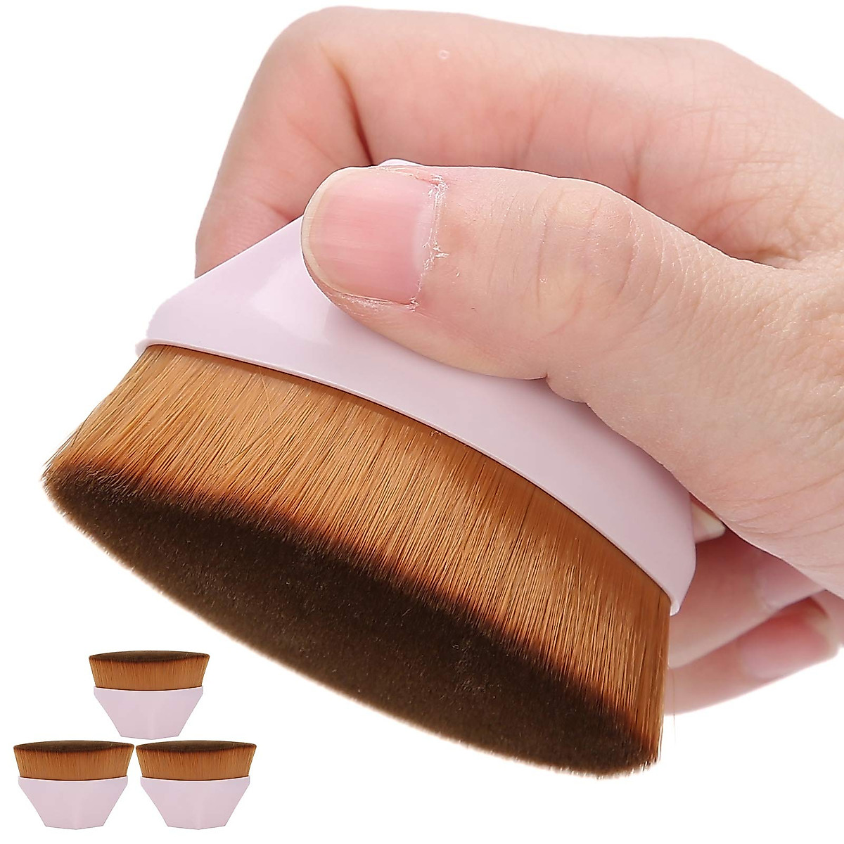 3pcs Makeup Liquid Brushes, 2 Colors Petal-shaped Handle Cosmetic Flat Brushes Cosmetic Brushes Beauty Tool()