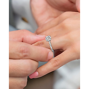 PREVELI 3 Carat Cubic Zirconia Engagement Wedding Promise Rings For Women Sterling Silver 925(7.5)