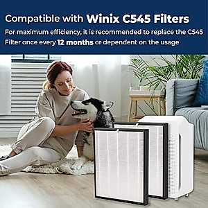[Upgraded] C545 Replacement Filter S compatible with Winix C545 Air Purifier, 2 True HEPA/Activated Carbon Combo Filters + 4 Carbon Pre-Filter - Part# 1712-0096-00, 2522-0058-00