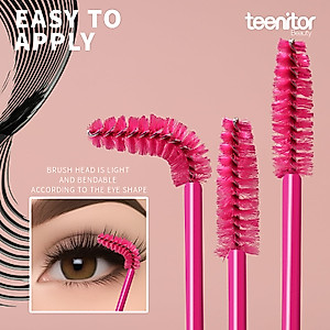 Teenitor 200 Pcs Mascara Wands, Lip Applicators Disposable Disposable Mascara Wands and Lip Wands Lip gloss Lipstick Tester Disposable Makeup Applicators Mascara Wands Hot Red