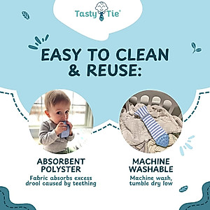 Tasty Tie Teething Tie, 3-in-1 Clip-on Baby Tie Crinkle Toy & Silicone Teether for 3-6-9-12-18 Month Babies | GOTS Certified Organic Cotton | Unique Baby Boy Gift or Stocking Stuffer, Seersucker Style
