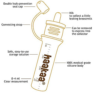 haakaa Colostrum Collector Kit Breast Milk Collector with Cotton Cloth Wipe and Storage Case, Ready-to-Use, Reusable, BPA Free, 4ml/6pcs