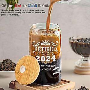 Retirement Gifts for Woman 2024 - Happy Retirement Gifts for Women Men Retirees, Teacher, Coworker, Nurses, Boss, Friends, Cool Best Retired 2024 Glass Tumbler Gift Ideas for Coworkers Office & Family