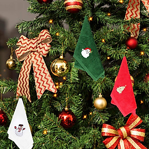 Christmas Hand Towels, 3 Packs Decorative Dish Towels Set, 100% Cotton Wash Basin Towels for Drying, Cleaning, Cooking & Baking, Embroidered Christmas Holiday Design Towels Gift Set