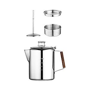 Tops 55705 Rapid Brew Stovetop Coffee Percolator, Stainless Steel, 2-12, 12-Cup, No Color