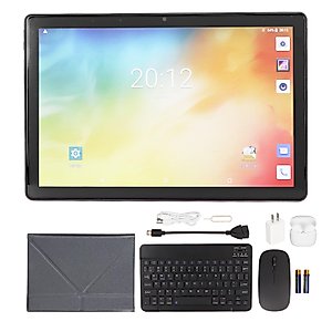 2 in 1 Tablet, 10.1 Inch Gaming Tablet with BT Keyboard, Mouse, Headset, 8+20MP Dual Camera, 10 Core CPU, Support 4G LTE, 5G WiFi, Office Tablet for Android 12 (Violet)