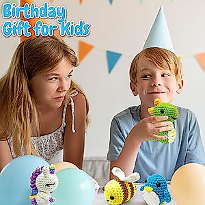 TGIQROVE Crochet Kit for Beginners, 4Pcs Animal Crochet Kit for Adults Include Videos Tutorials, Yarn, Eyes, Stuffing, Crochet Hook, Instructions, Kids Boys Girls Birthday Gifts