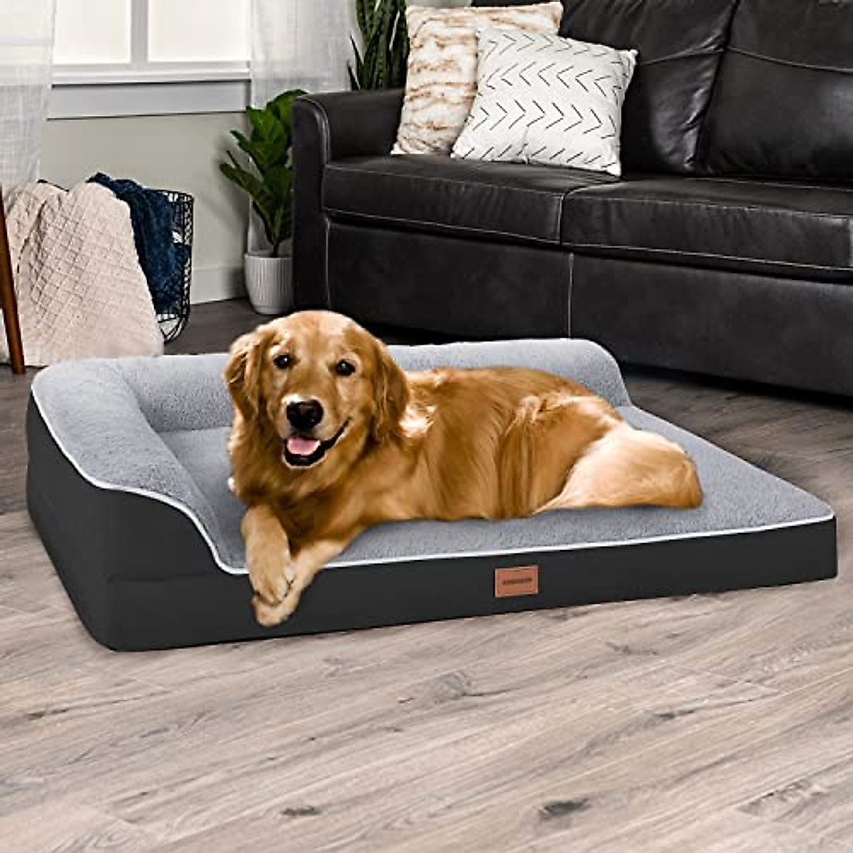 Large Dog Beds for Large Dogs Up to 95lbs, Orthopedic Dog Bed Eggs Foam with Removable Washable Cover Waterproof Lining and Nonskid Bottom for Large/Medium/Small Pets