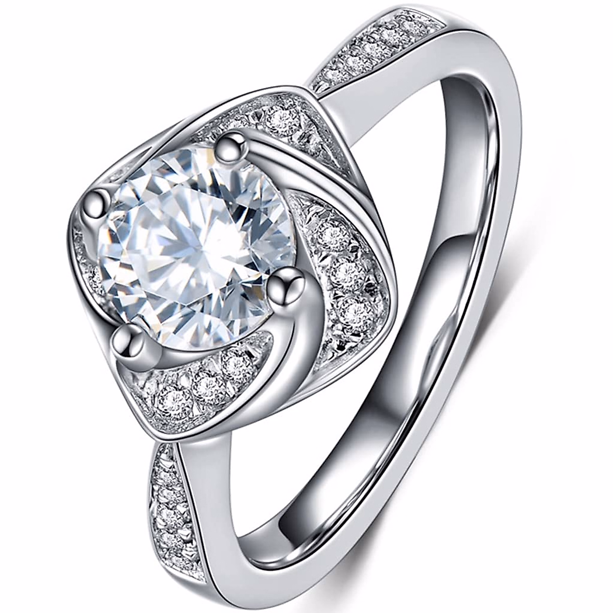 Jude Jewelers Platinum Plated Simulated Cubic Zircon Diamond Solitaire Wedding Engagement Proposal Ring (Silver, 12)