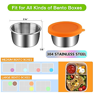 8 Pack Salad Dressing Container To Go, Gencywe 1.6oz Stainless Steel Condiment Cup, Condiment Containers with Lids, Reusable Small Containers with Silicone Lids, Leakproof Dipping Sauce Cups for Lunch