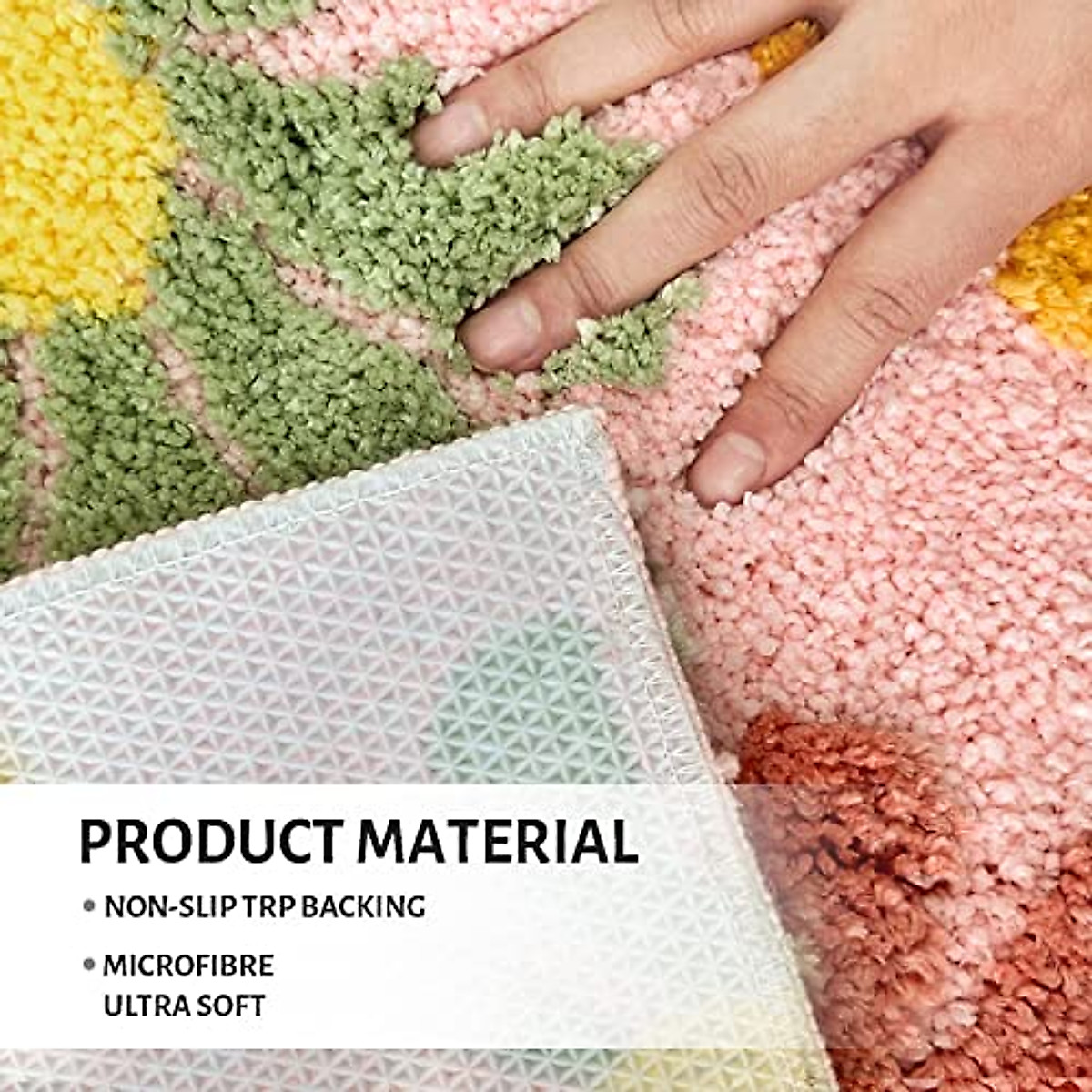 DESIHOM Cute Daisy Flower Non Slip Bathroom Rugs Pink Floral Absorbent Bath Floor Mat Soft Bathmat Washable Small Microfiber Bath Matt Bathroom Decor-16''x24''