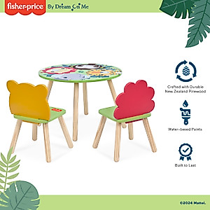 Fisher Price Fauna Collection Pride Rock Table Chair Set by Dream On Me, Jungle Print, Easy to Assemble, Crafted from Durable New Zealand Pinewood