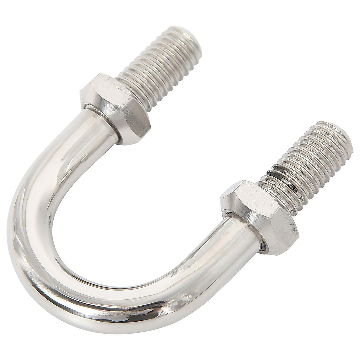 NovelBee 2pcs of Stainless Steel Stern Bow Eye Tie Down U Bolt with Hex Nuts and washers,Stock Dia. 3/7",Thread Length 1-1/4",Overall Length 3"