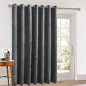 StangH Velvet Curtains 108 inches Long - Grey Blackout Room Divider Curtain Portable Backdrop Curtains Privacy Grommet Drapes for Office Loft Hall Large Window, Grey, 8 x 9 ft, 1 Panel