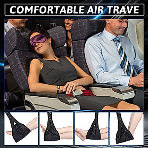 4 Pcs Airplane Foot Hammock Portable Travel Footrest Adjustable Height Memory Foam Travel Foot Leg Rest Comfy Airplane Foot Sling with 4 Pairs Earplugs for Airplane Travel Under Desk Office Work Home