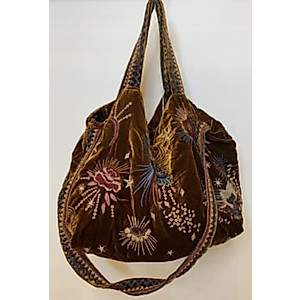 Johnny Was VICTORIA VELVET TOTE BAG VINTAGE GOLD Handbag Galaxy NEW